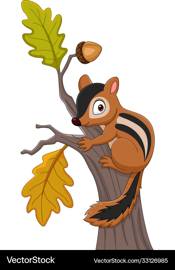 Cute Chipmunk Climbing Tree Royalty Free Vector Image