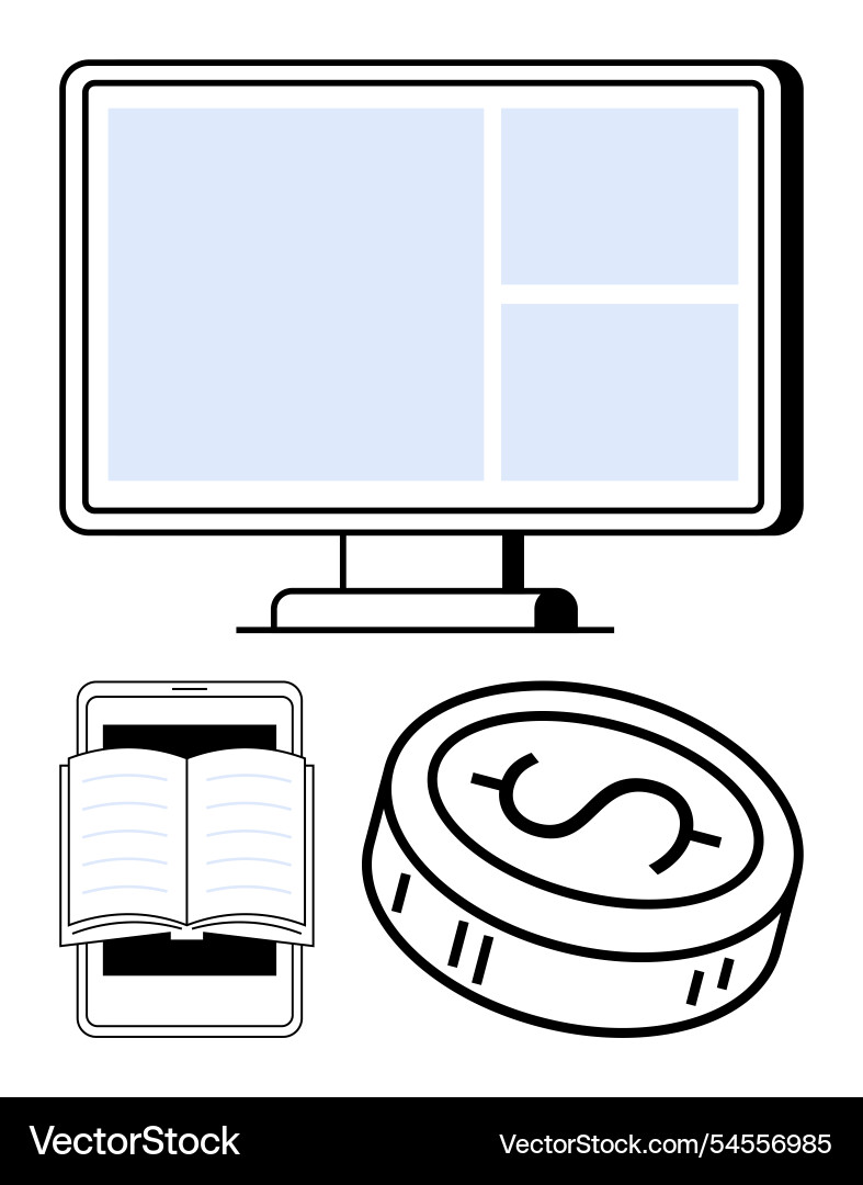 Digital financial education computer monitor Vector Image