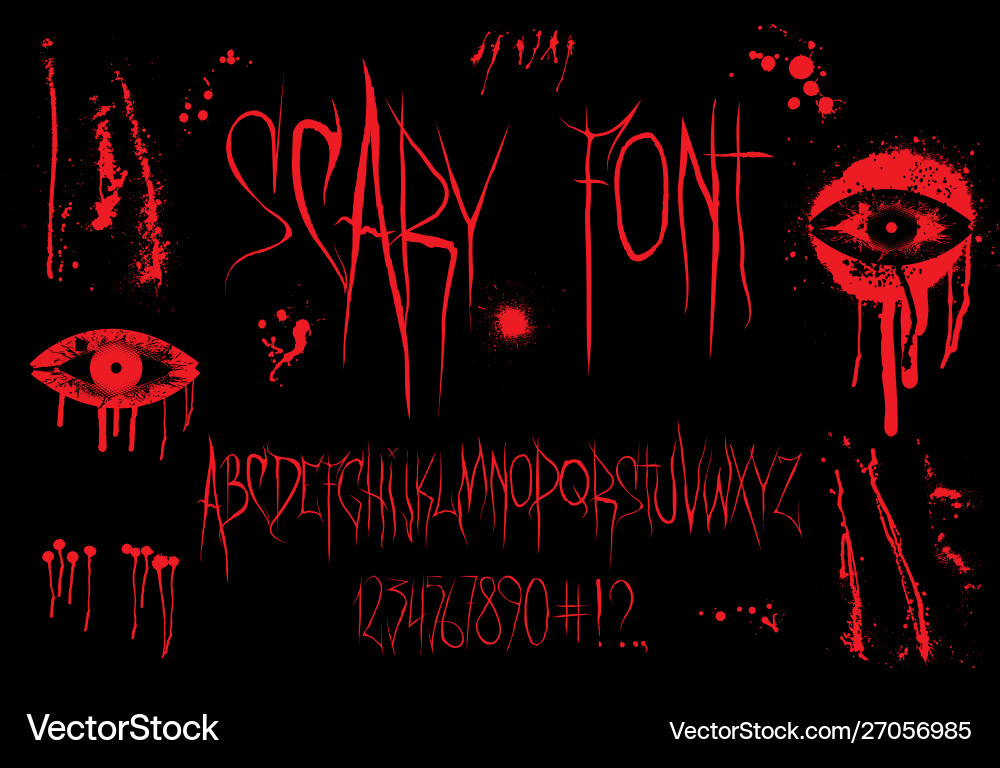 Horror font alphabet Royalty Free Vector Image