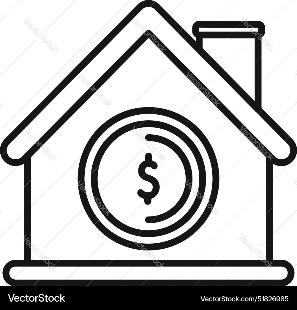 House icon showing a dollar coin inside Royalty Free Vector
