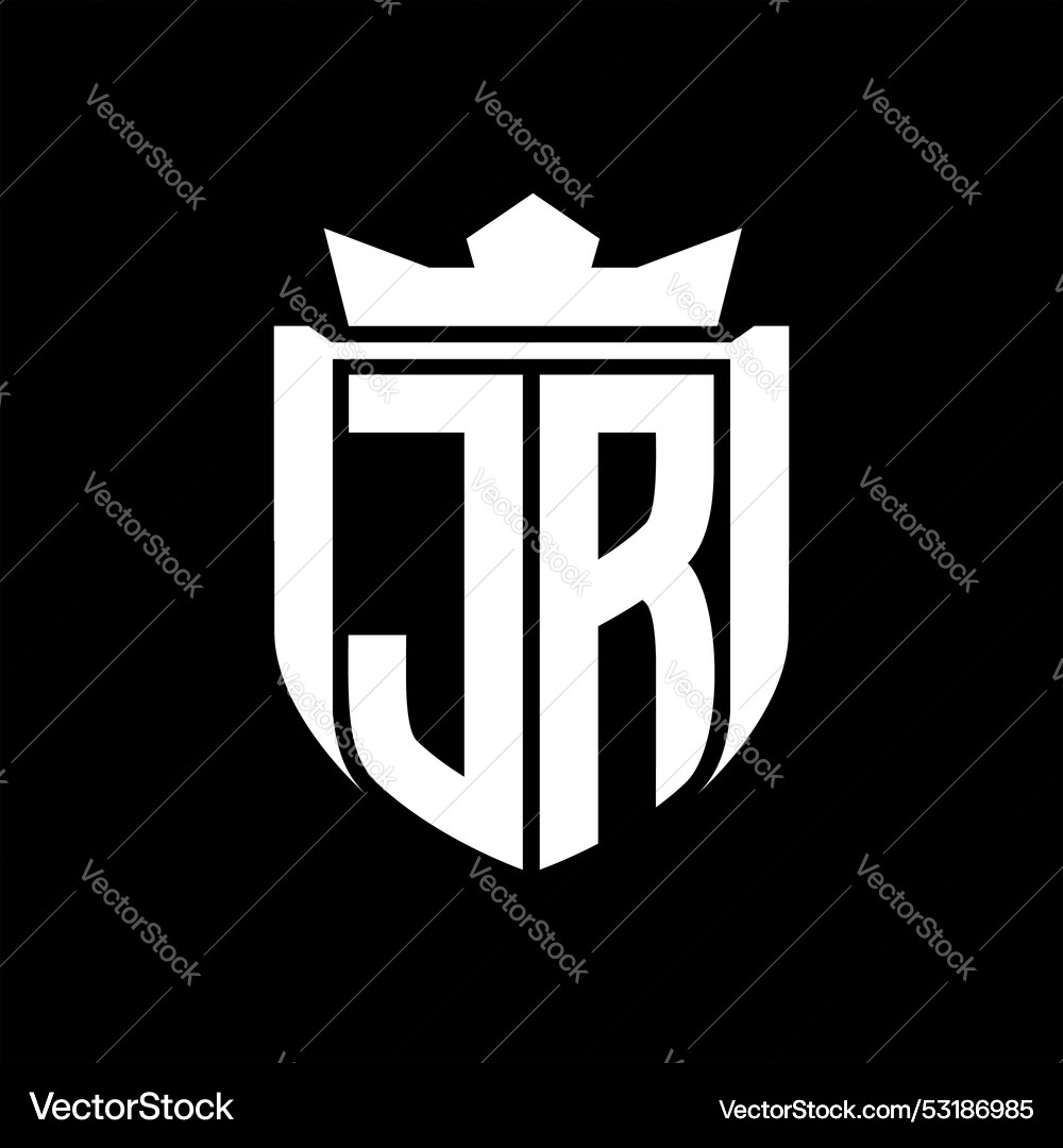 Jr letter logo shield shape inside badge Vector Image