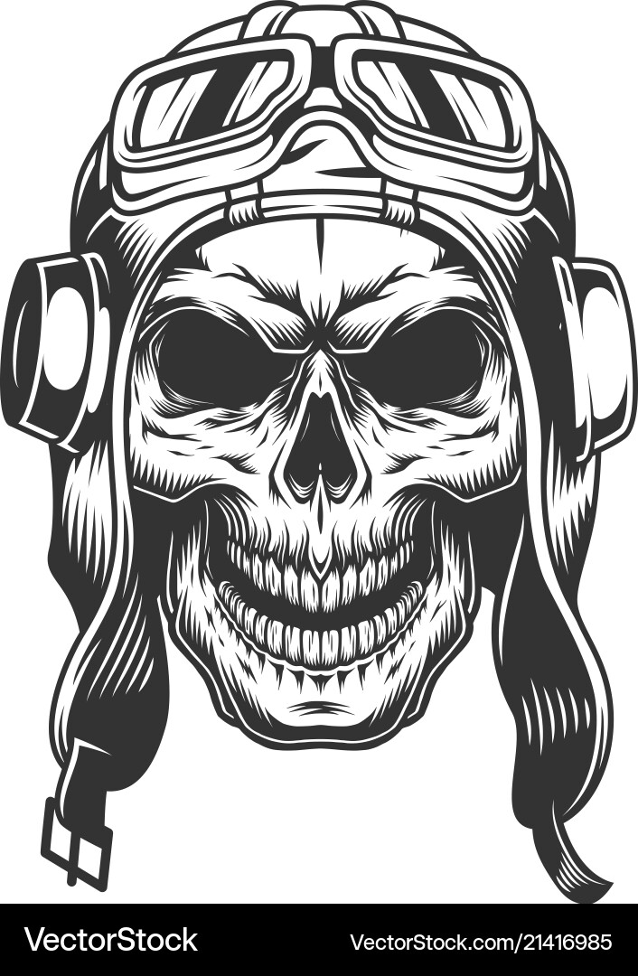 Skull in the pilot helmet Royalty Free Vector Image