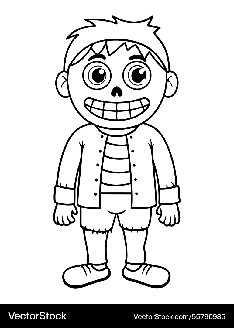 Zombie apocalypse coloring page for kids Vector Image