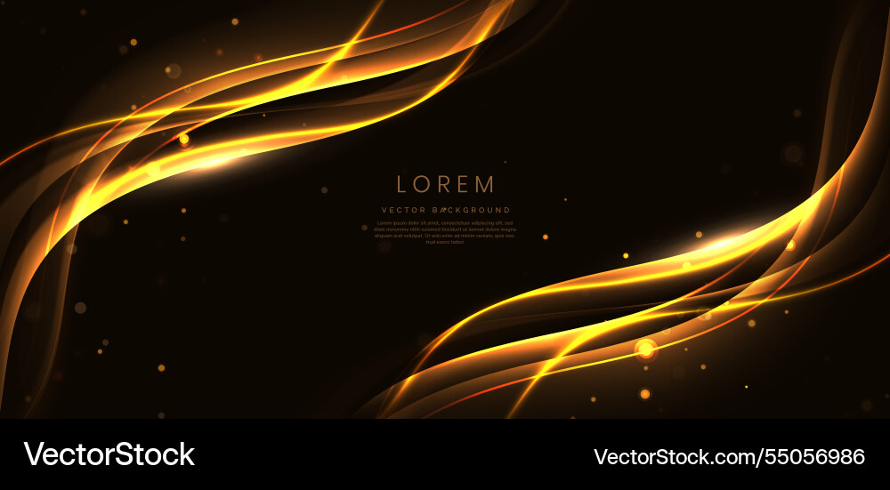 Abstract gold curved ray on black background Vector Image