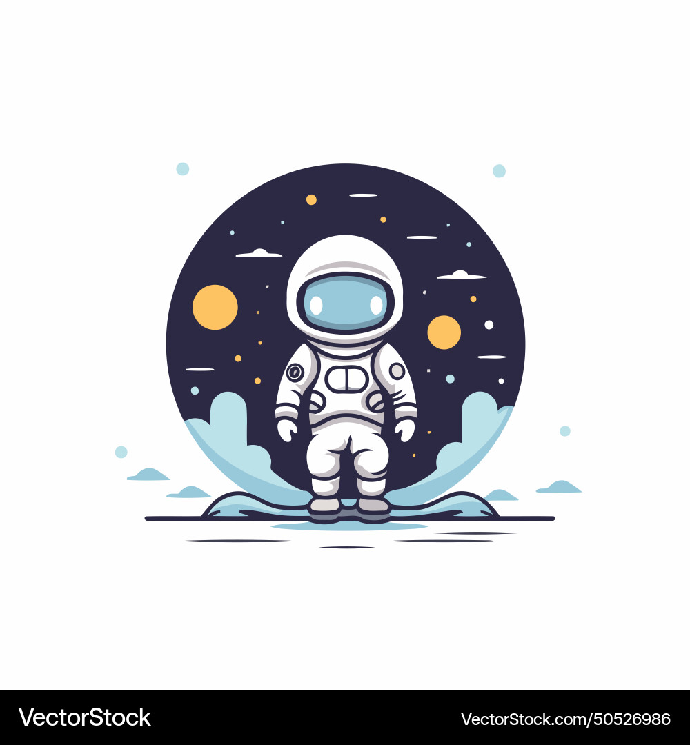 Astronaut in outer space flat on white background Vector Image