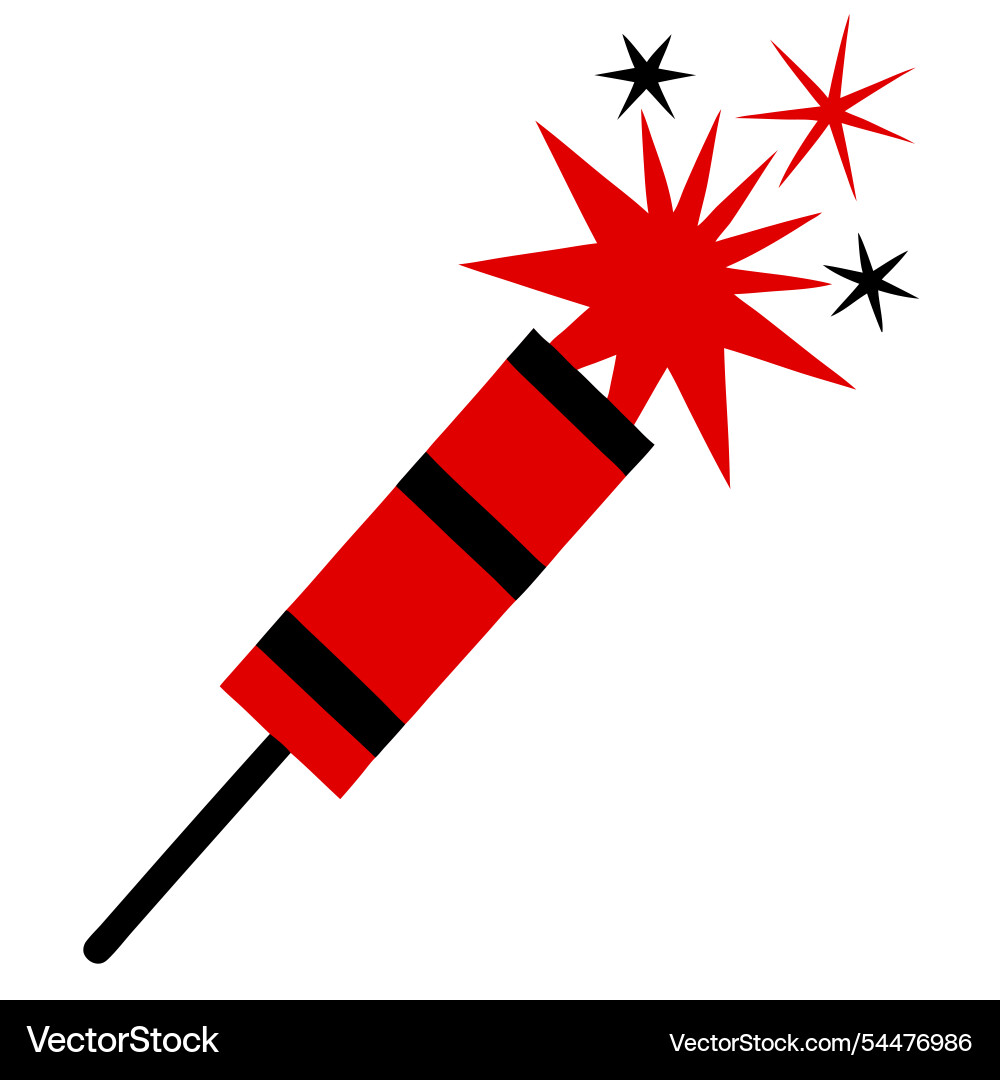 Black and white firecracker icon for celebrations Vector Image