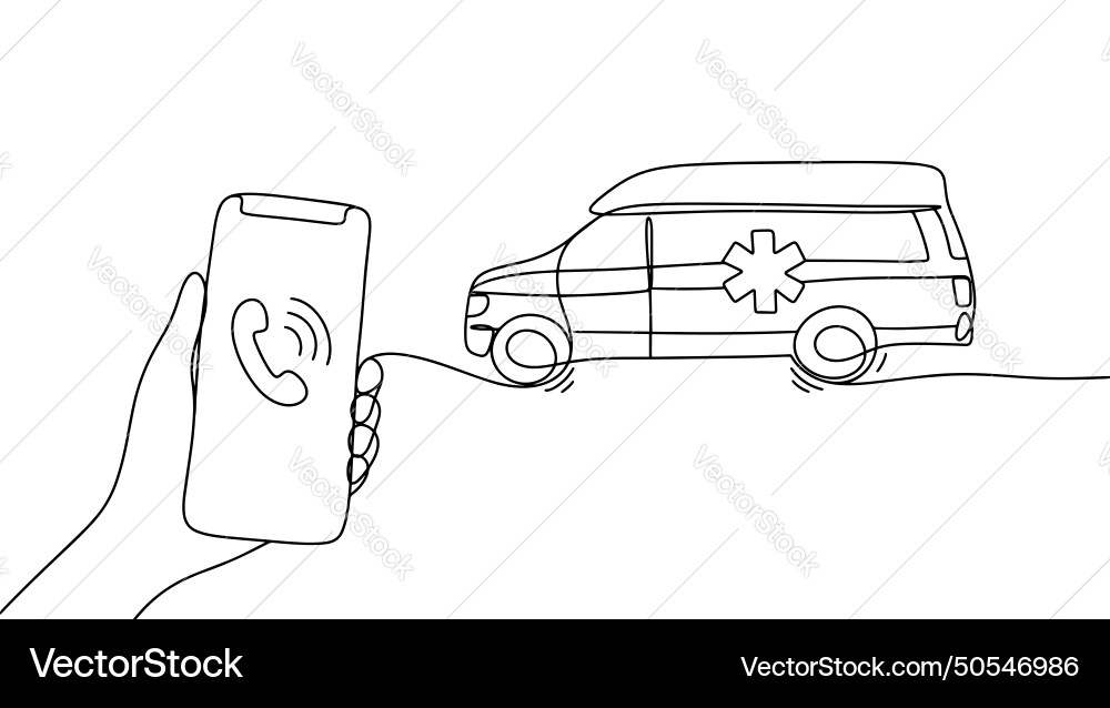Call an ambulance one line Royalty Free Vector Image
