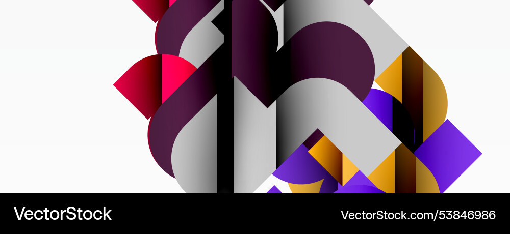 Colorful curve geometric shapes on white Vector Image