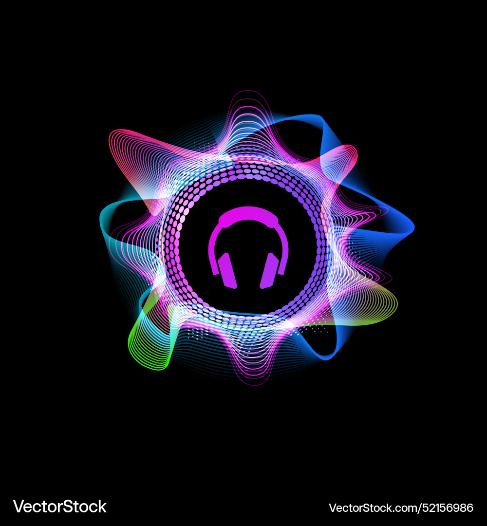 Colorful vibrant gradient circular curve sound Vector Image