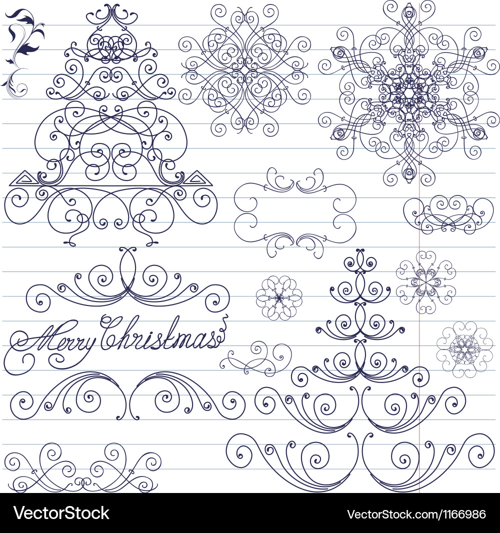 Festive Christmas Doodles Royalty Free Vector Image