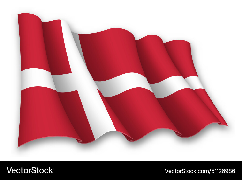 Realistic waving flag of denmark Royalty Free Vector Image