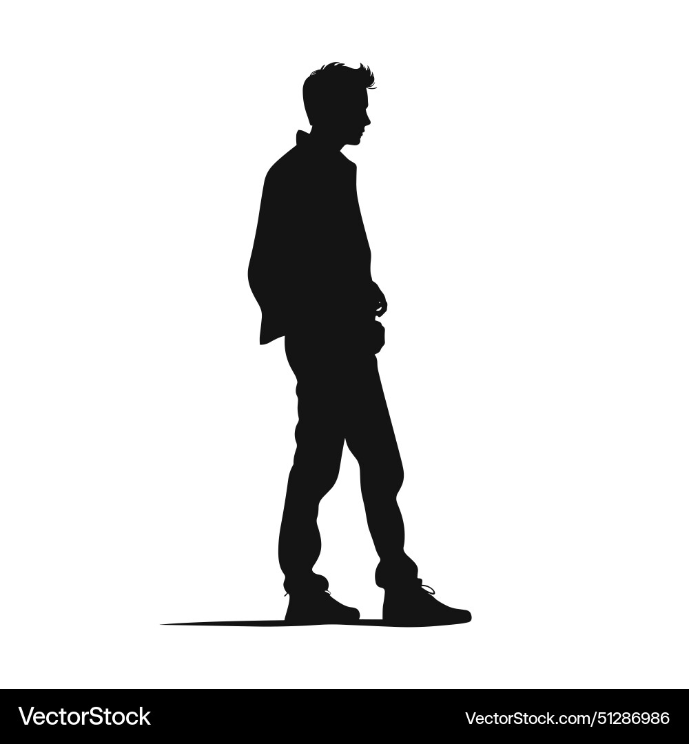 Side profile of man walking silhouette Royalty Free Vector