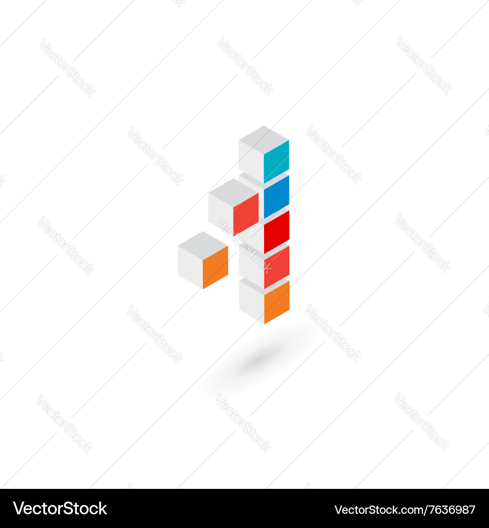 3d cube number 1 logo icon design template Vector Image