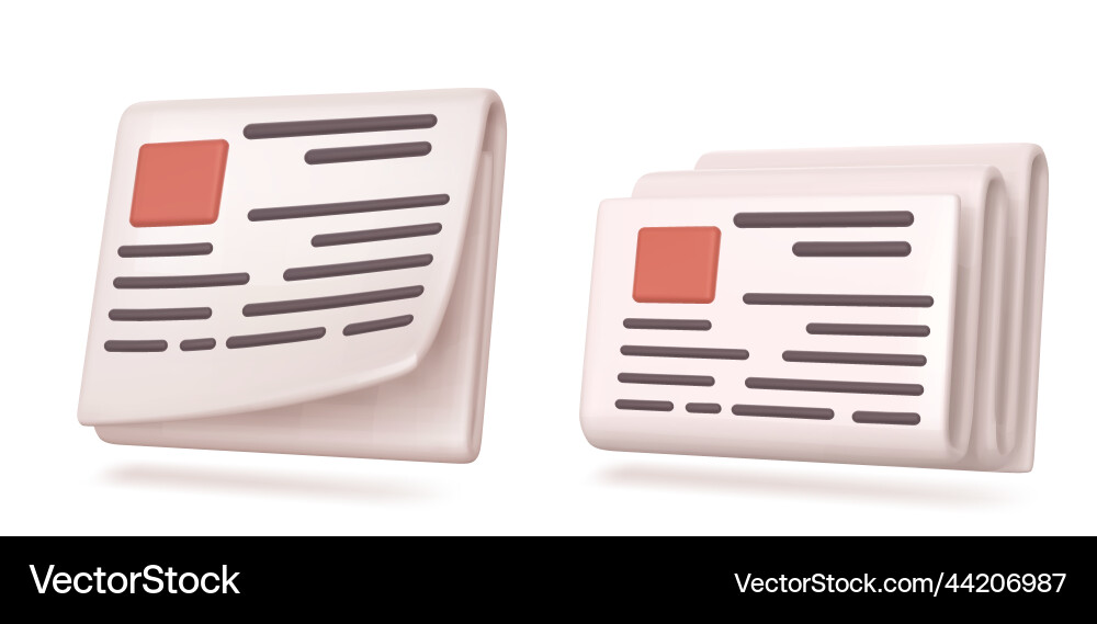 3d newspaper icons set isolated on white Vector Image