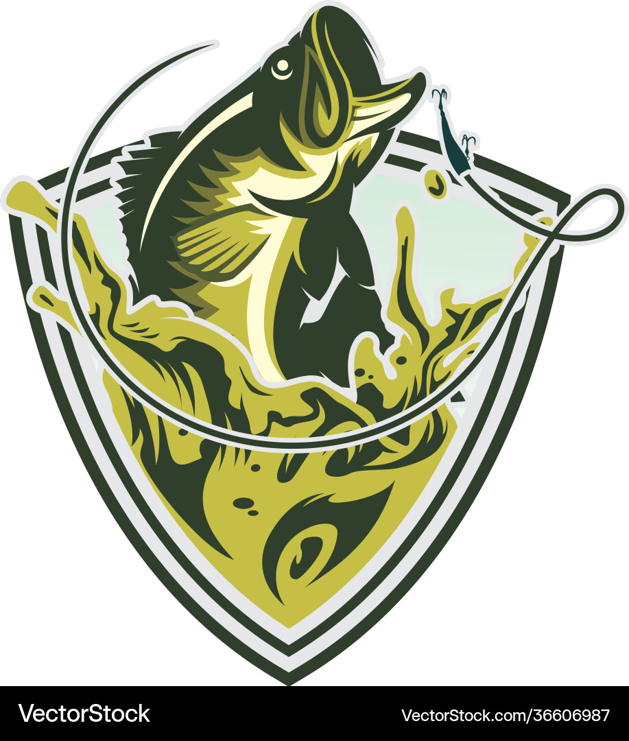 Bass fishing template Royalty Free Vector Image