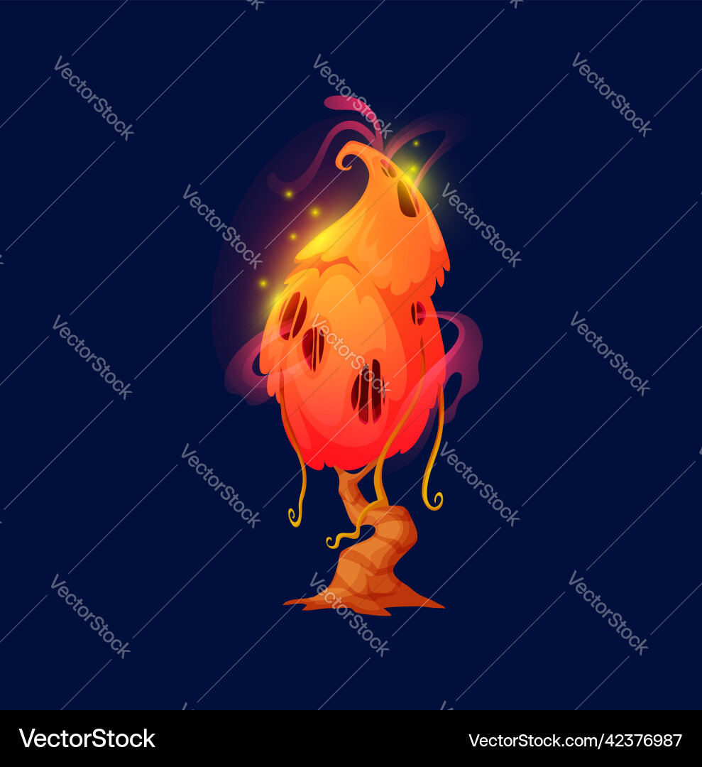 Cartoon alien luminous tree fantastic forest Vector Image