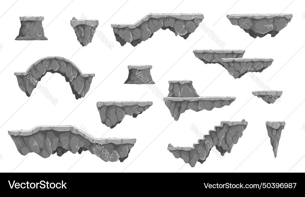 Cartoon Rock Platforms & Islands Royalty Free Vector
