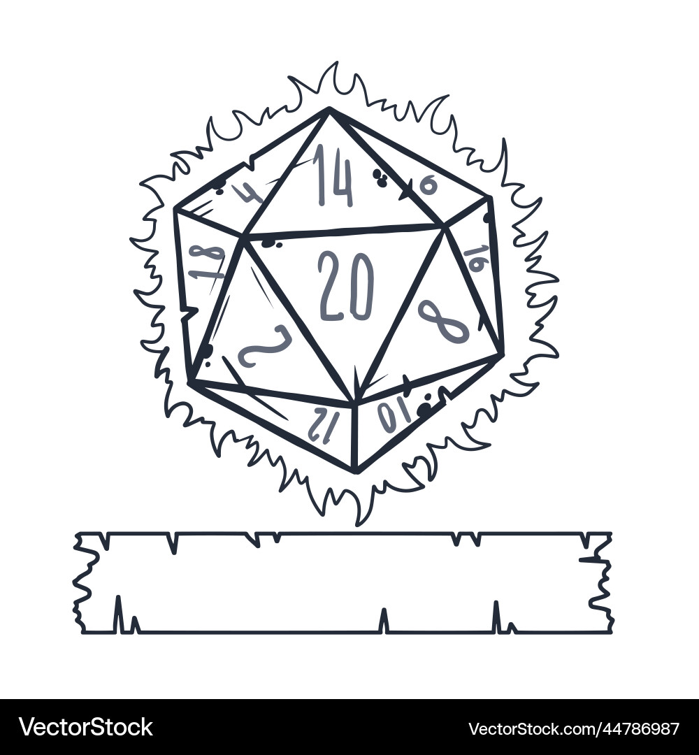 Dice d20 for playing dnd Royalty Free Vector Image