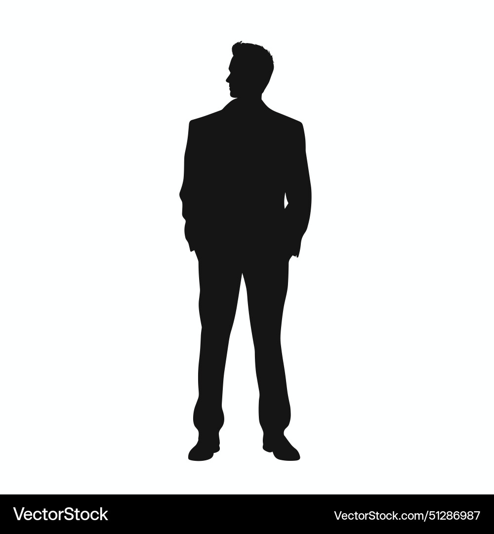 Front view male silhouette standing Royalty Free Vector