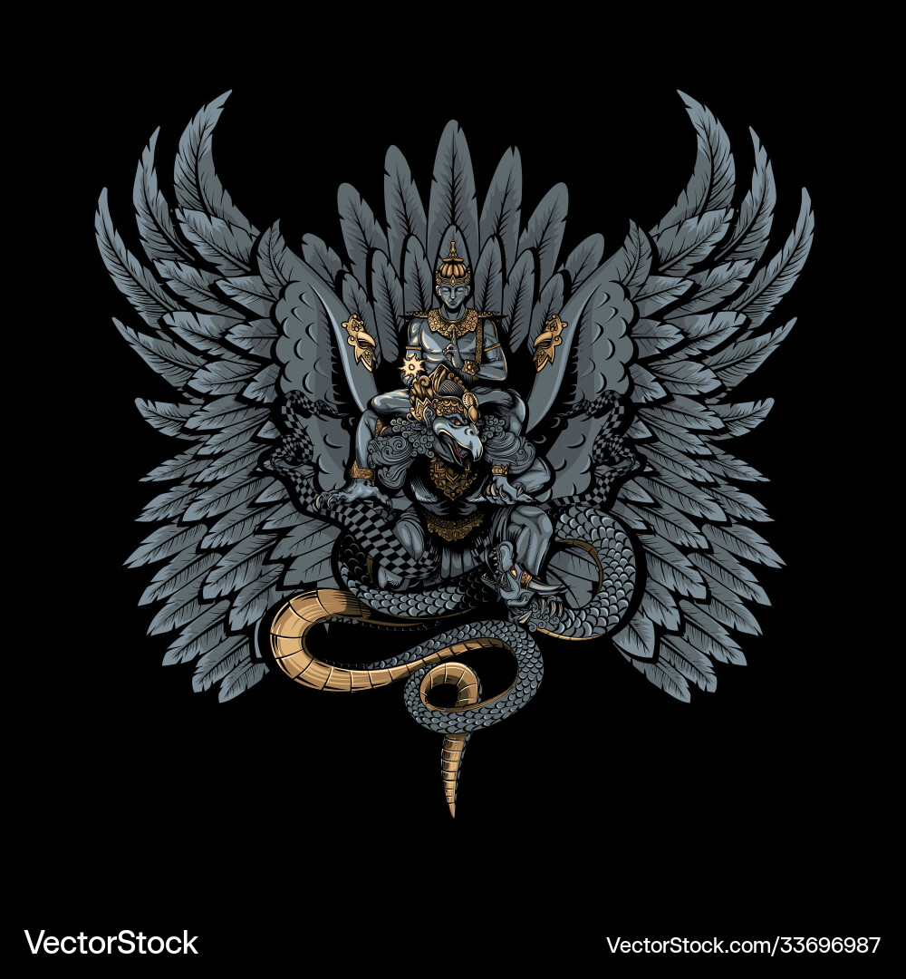 Garuda and vishnu balinese style Royalty Free Vector Image