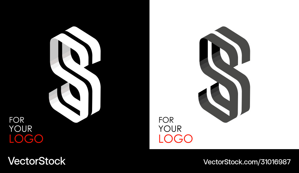 Isometric letter s from stripes lines template Vector Image