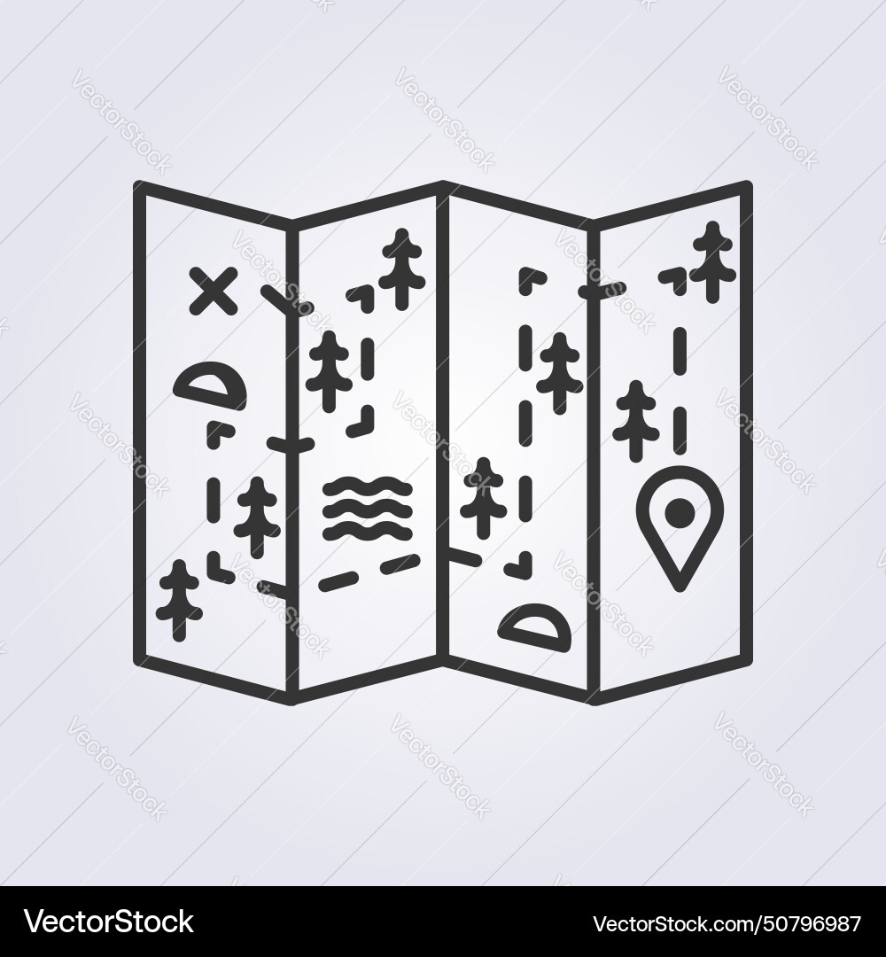 Outline camping map icon logo design Royalty Free Vector