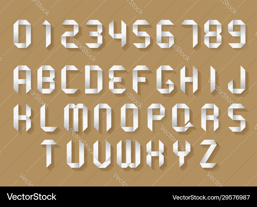 Paper alphabet and numbers Royalty Free Vector Image