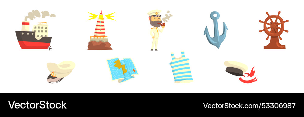 Sailor object and attribute for seafaring Vector Image