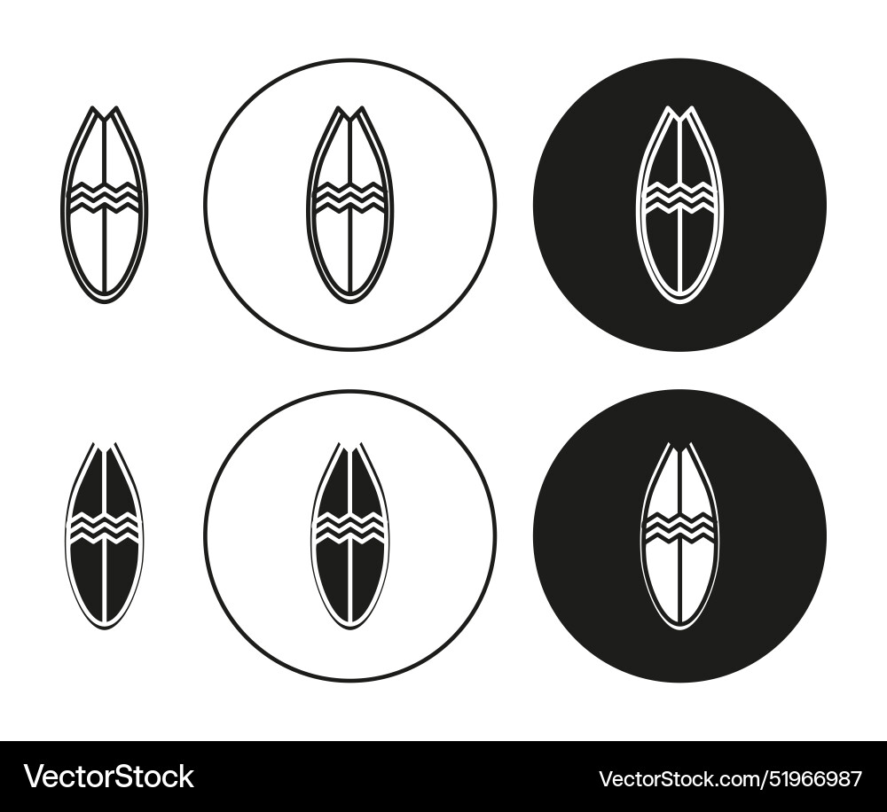 Surfboard flat editable icon mark set Royalty Free Vector