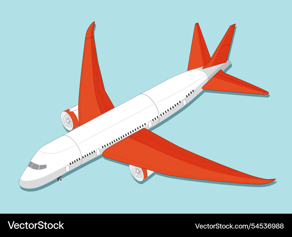 A plane with vibrant red wings Royalty Free Vector Image