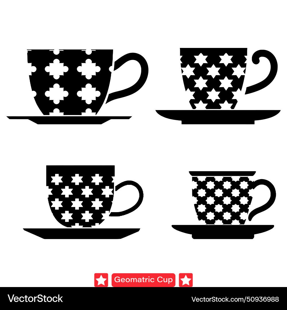 Abstract cup shapes geometric silhouettes Vector Image