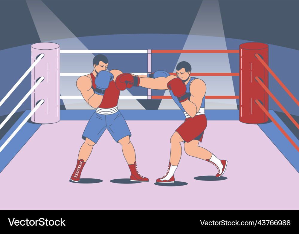 Boxing ring match composition Royalty Free Vector Image