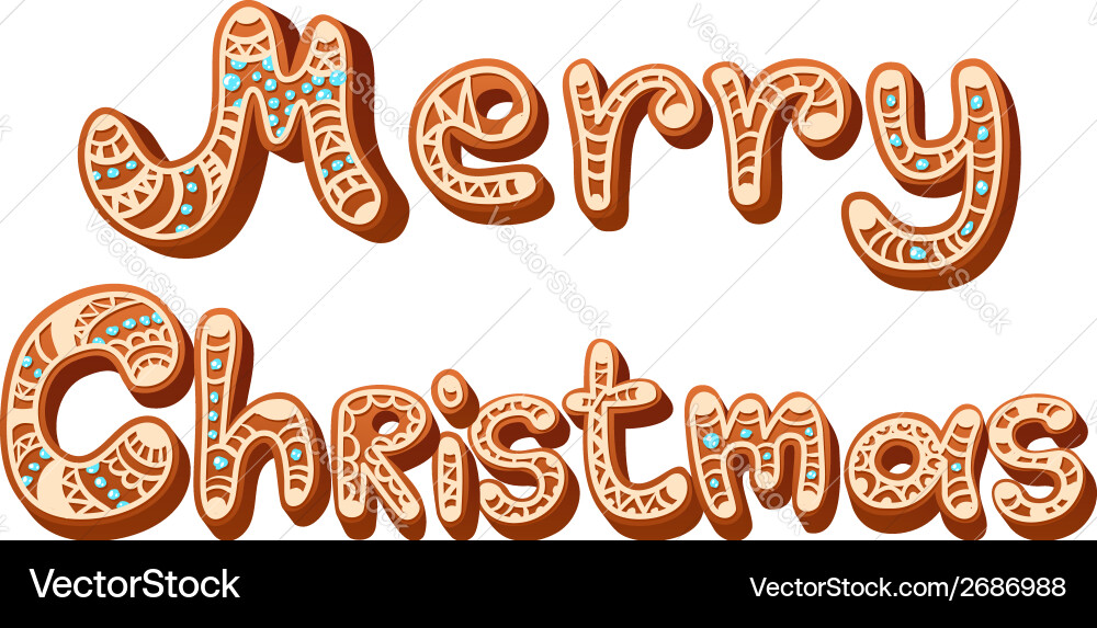 Christmas gingerbread text letters sign isolated Vector Image