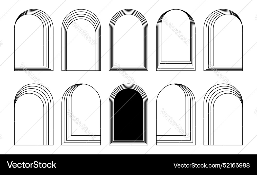 Concentric arch frames isolated on white Vector Image