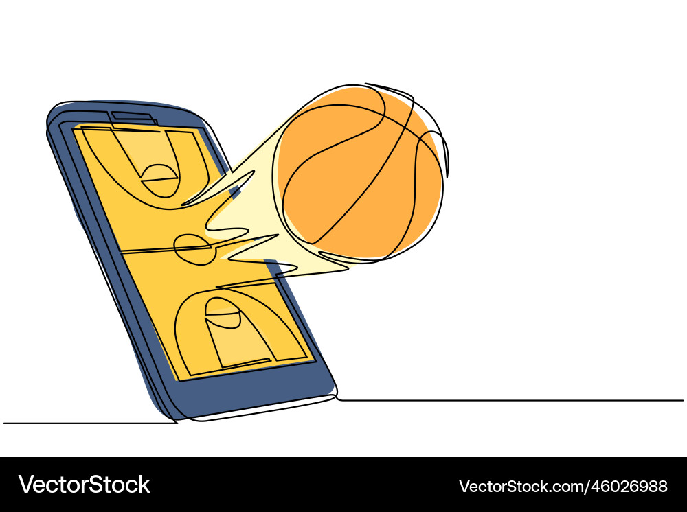 Continuous one line drawing smartphone with app Vector Image