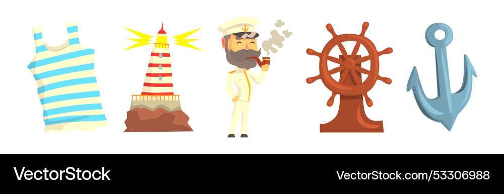 Sailor object and attribute for seafaring Vector Image