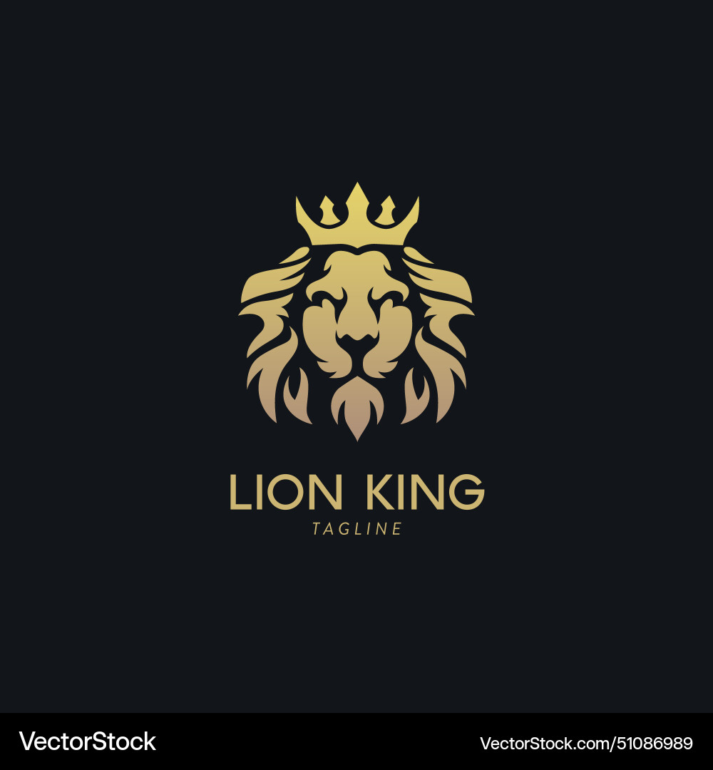 Crowned lion with a modern and elegant look logo Vector Image