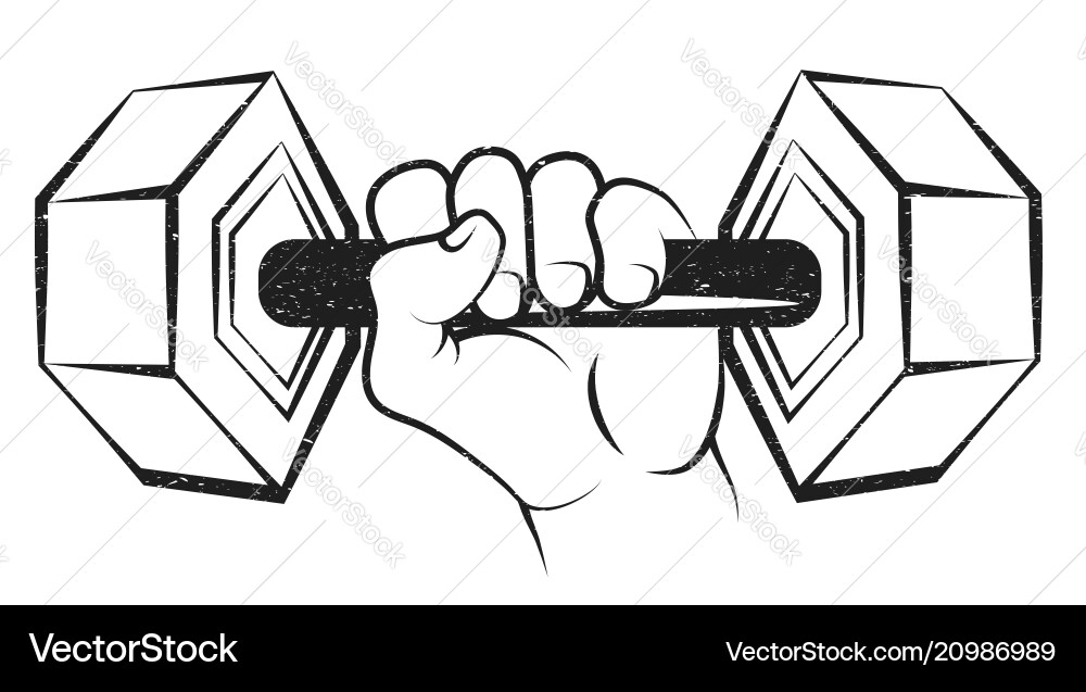 Hantel in der Hand Silhouette Lizenzfreies Vektorbild