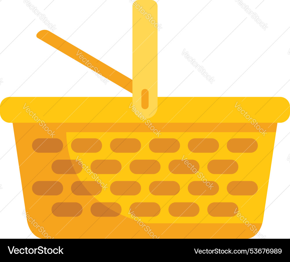 Empty wicker picnic basket open lid Royalty Free Vector