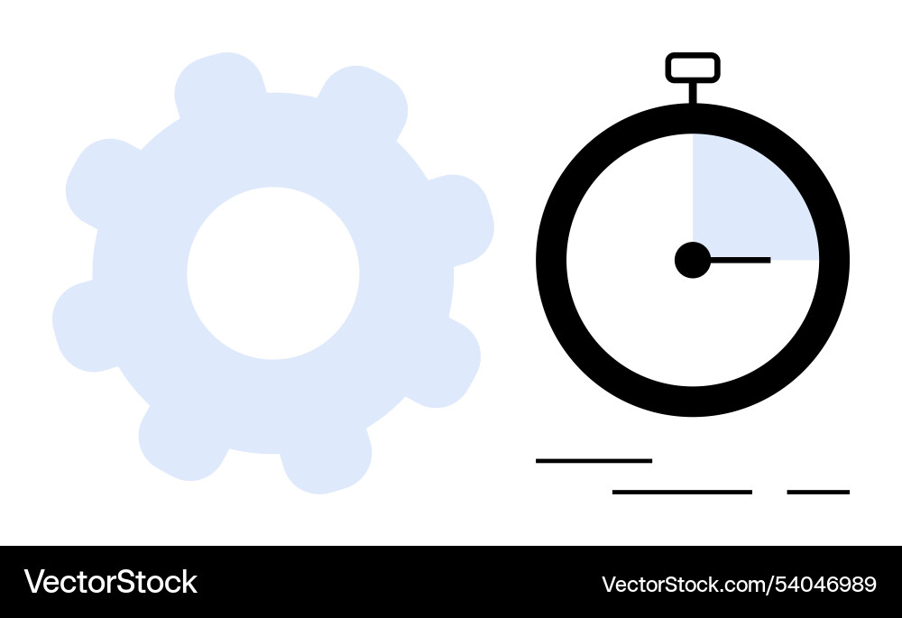 Gear and timer representing efficiency time Vector Image
