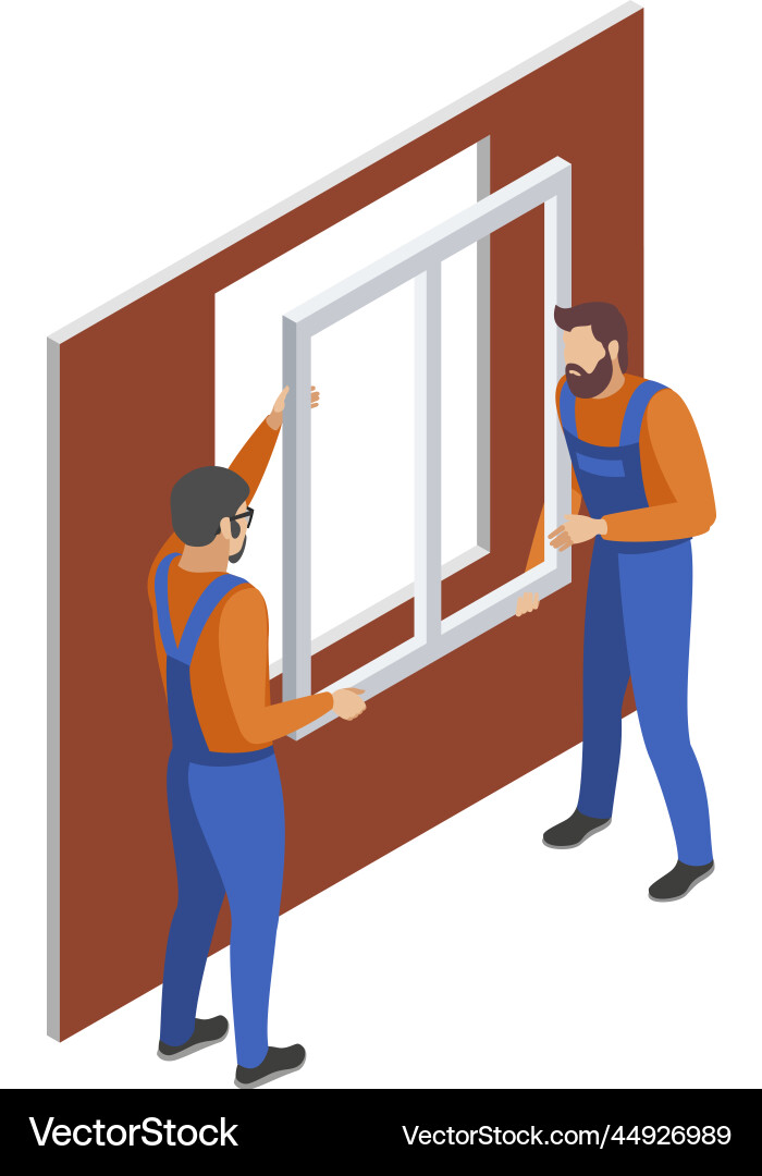 Installing new window composition Royalty Free Vector Image