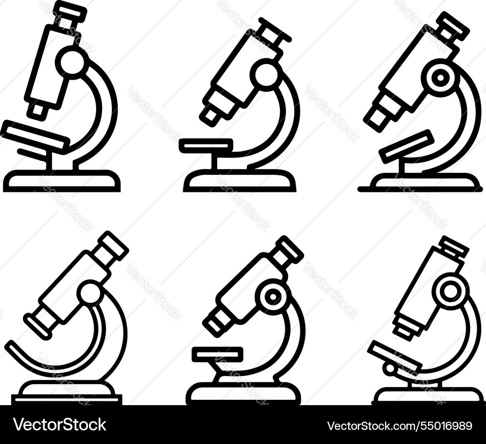 Microscope outline icon set on white background Vector Image