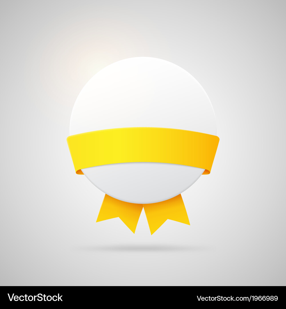 Paper badge with yellow silk ribbon Royalty Free Vector