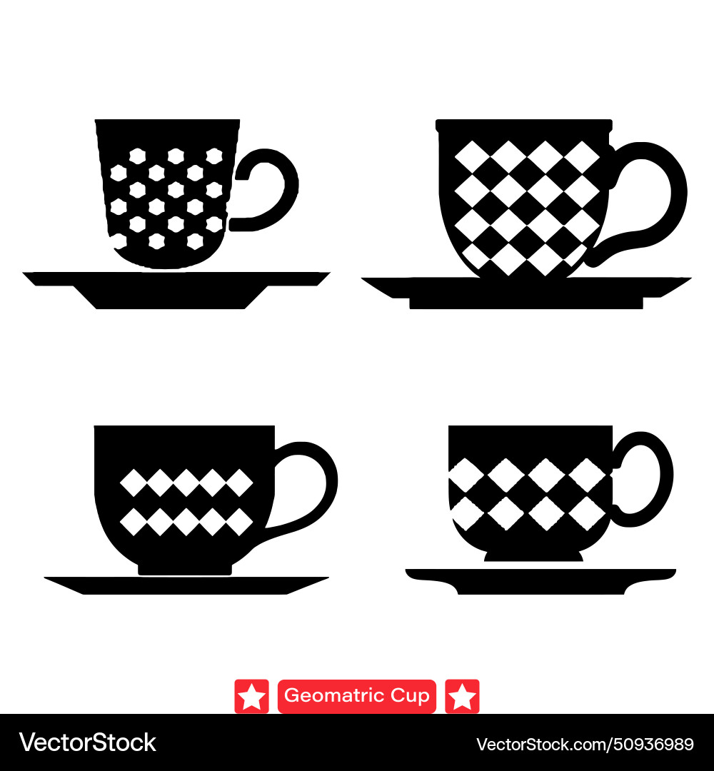 Sleek geometric cup art versatile silhouettes Vector Image