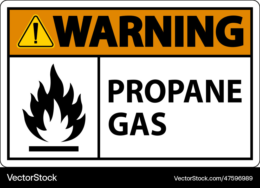 Symbol propane warning label gas sign Royalty Free Vector