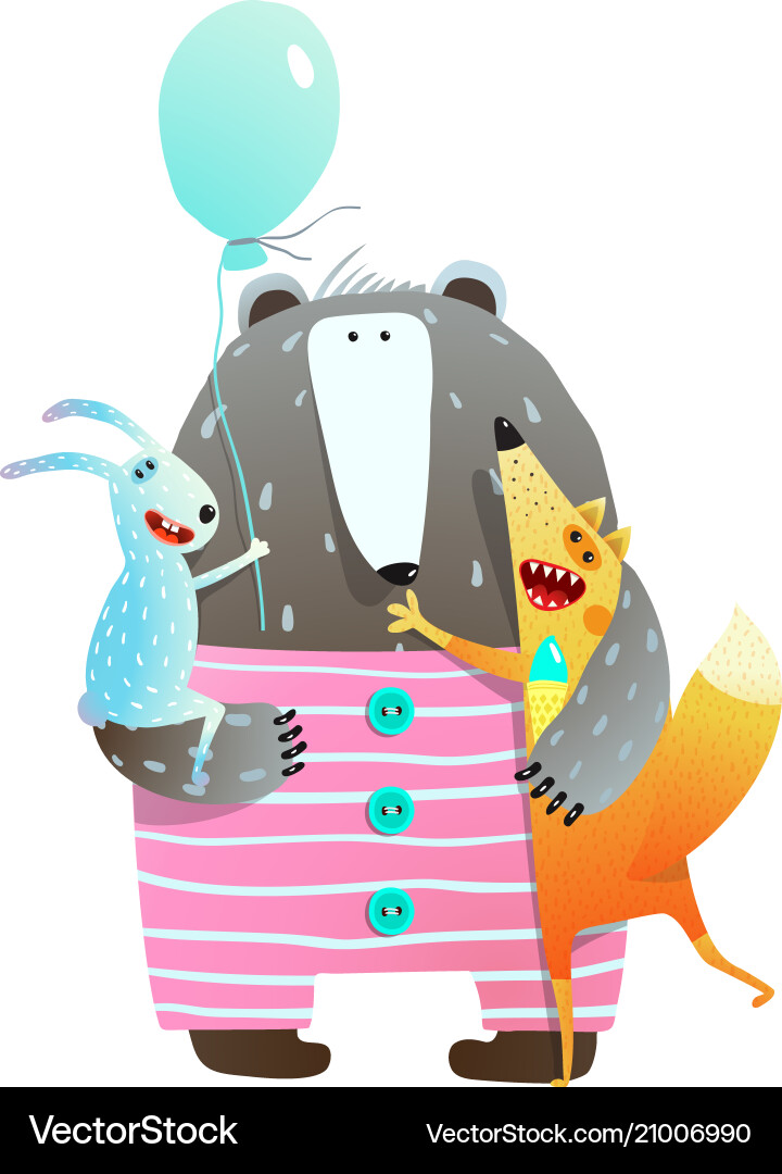 Bear fox rabbit holiday friends Royalty Free Vector Image