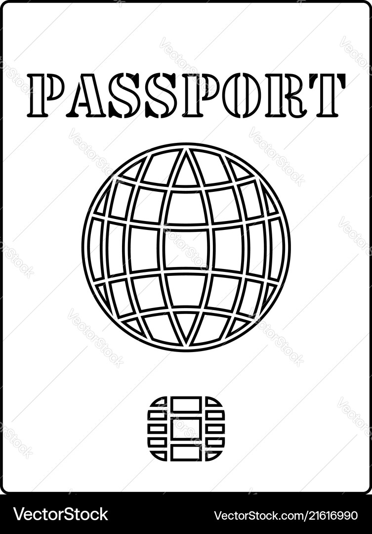Icon of passport with chip Royalty Free Vector Image