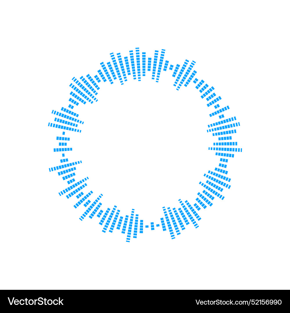 Radial blue sound wave circle audio Royalty Free Vector