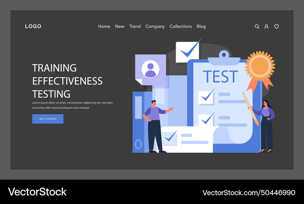 Trainers evaluate upskilling results with a test Vector Image