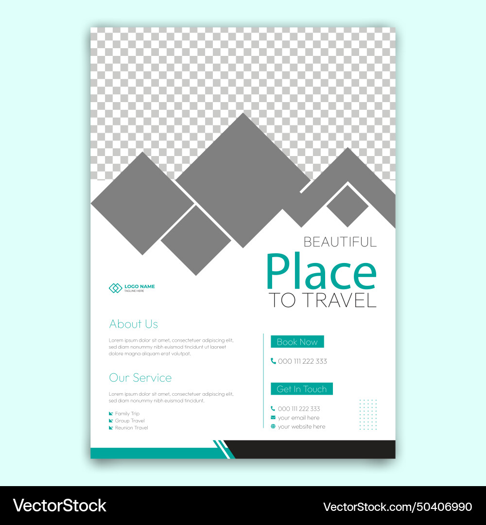 Travel business flyer template design Royalty Free Vector